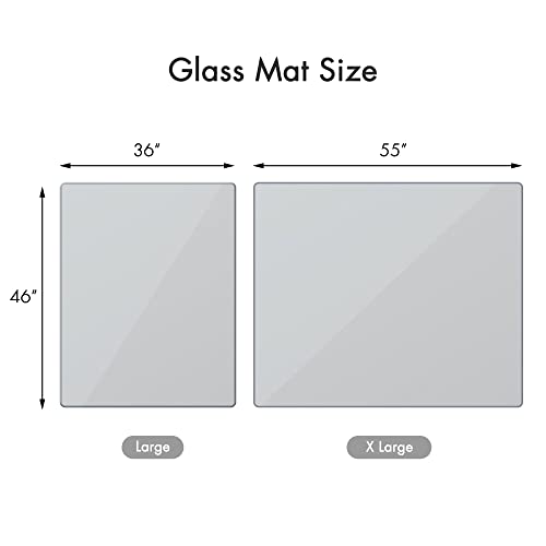 GLSLAND Office Chair Mat, 36" x 46" Tempered Glass Floor Mat for Office Chair on Carpet, 1/5" Thick Clear Computer Floor Mat with 4 Anti-Slip Pads