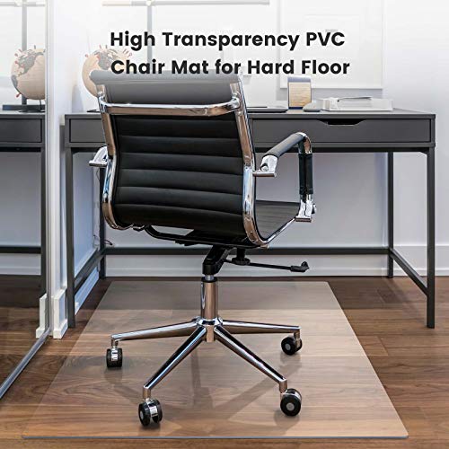 Yecaye Office Chair Mat for Hardwood Floor, 48"×36" Clear Office Floor Mat, Computer&Desk Chair Mat, 2mm Thick PVC Heavy Duty Floor Protector Chair Mats for Rolling Chairs, Can't be Used on Carpet