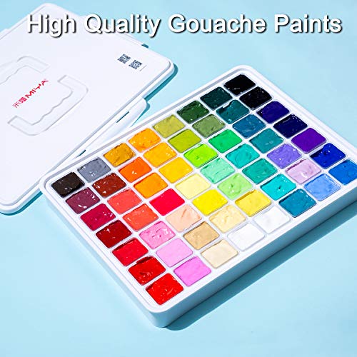 Miya Gouache Paint Set, 56 Colors x 30ml Unique Jelly Cup Design in a Carrying Case Perfect for Artists, Students, Gouache Opaque Watercolor Painting