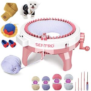 sentro 48 needles knitting machine with row counter and plain/tube weave conversion key, efficiently diy scarf hat sock