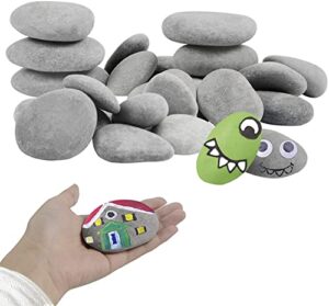 30 river rocks for painting, painting rocks bulk, smooth rocks for painting, natural stones, craft rocks for painting around 1.2-3.5 inches, kindness rocks, outdoor garden rock art, family diy project