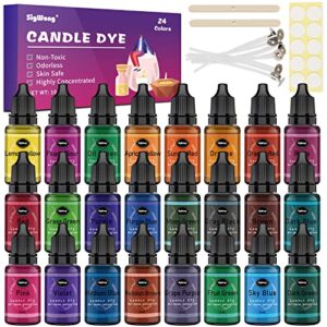 candle dye – 24 colors liquid candle making dye for diy candle making supplies kit, food grade ingredients oil-based candle coloring for soy wax dyes, beeswax, gel wax, paraffin wax – each 0.35oz/10ml