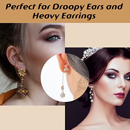 10 Pcs/5 Pairs Earring Backs for Studs, Droopy Ears and Heavy Earring, Upgraded Heavy Earring Support Backs, Tiara Earring Backs to Prevent Drooping, Hypoallergenic Earring Lifters (Silver + Gold)