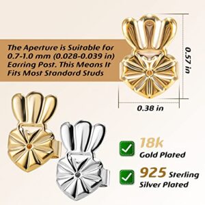 10 Pcs/5 Pairs Earring Backs for Studs, Droopy Ears and Heavy Earring, Upgraded Heavy Earring Support Backs, Tiara Earring Backs to Prevent Drooping, Hypoallergenic Earring Lifters (Silver + Gold)