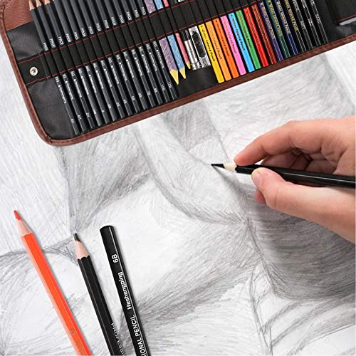 Heshengping, Sketching Pencil Set Drawing Pen Charcoal Sketch Kit Cover Graphite Pencils Charcoal Pencils Watercolor Pencils Paper Erasable Pen Beginners Artist Children and Adults(39pcs Art Supplies)