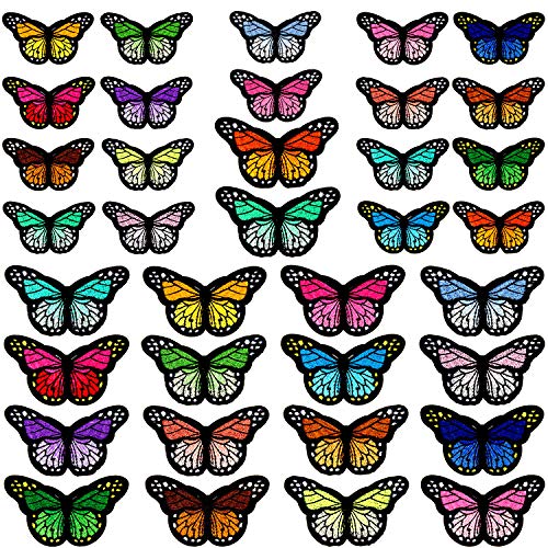 20pcs Butterfly Iron on Patches, 2 Size Embroidered Sew Applique Repair Patch