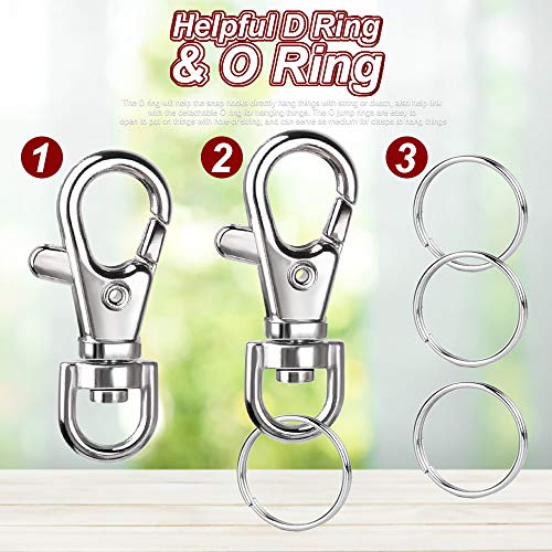 160PCS Metal Swivel Clasps Lanyard Snap Hook with Key Ring, LEOBRO 80PCS Swivel Snap Hooks Lobster Claw Clasp and 80PCS Key Rings Jump Ring for Keychains, Lanyard, Key, Charm, Jewelry, Art Crafts