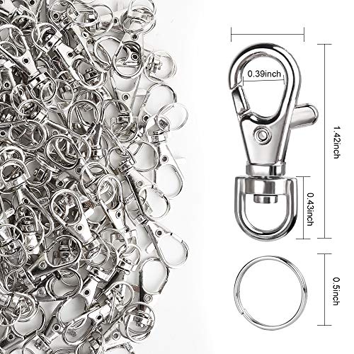 160PCS Metal Swivel Clasps Lanyard Snap Hook with Key Ring, LEOBRO 80PCS Swivel Snap Hooks Lobster Claw Clasp and 80PCS Key Rings Jump Ring for Keychains, Lanyard, Key, Charm, Jewelry, Art Crafts