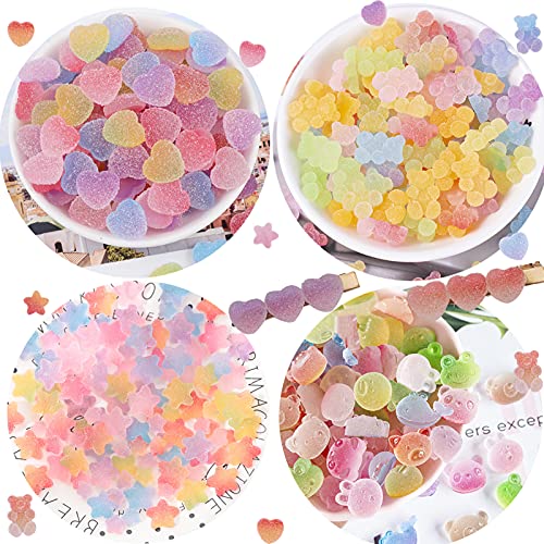 120Pcs Slime Charms Kawaii Candy Resin Charms 3D Cute Nail Charms Mini Flatback Beads Gummy Bear Charms Bulk Resin Jewelry Making Candy Embellishments Supplies for Cell Phone Scrapbooking DIY Crafts