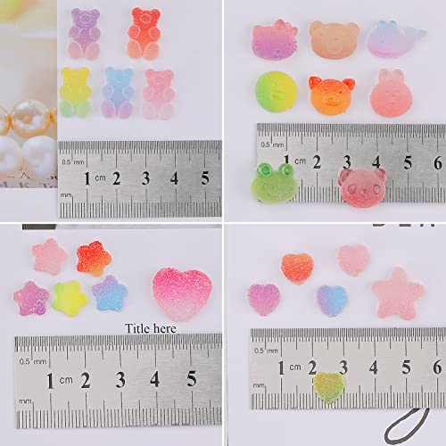 120Pcs Slime Charms Kawaii Candy Resin Charms 3D Cute Nail Charms Mini Flatback Beads Gummy Bear Charms Bulk Resin Jewelry Making Candy Embellishments Supplies for Cell Phone Scrapbooking DIY Crafts