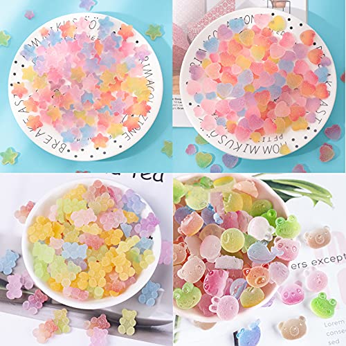 120Pcs Slime Charms Kawaii Candy Resin Charms 3D Cute Nail Charms Mini Flatback Beads Gummy Bear Charms Bulk Resin Jewelry Making Candy Embellishments Supplies for Cell Phone Scrapbooking DIY Crafts