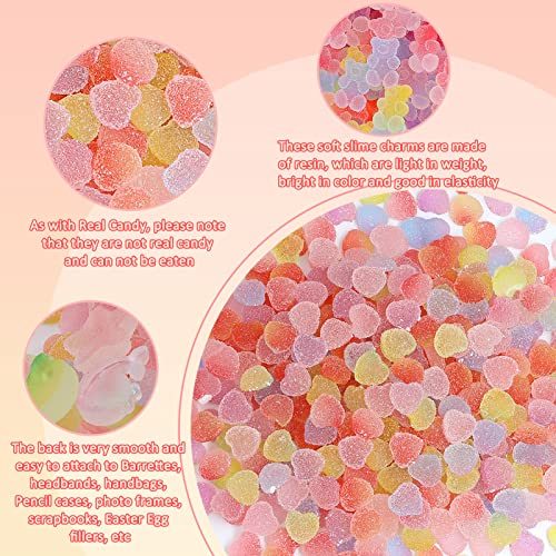 120Pcs Slime Charms Kawaii Candy Resin Charms 3D Cute Nail Charms Mini Flatback Beads Gummy Bear Charms Bulk Resin Jewelry Making Candy Embellishments Supplies for Cell Phone Scrapbooking DIY Crafts