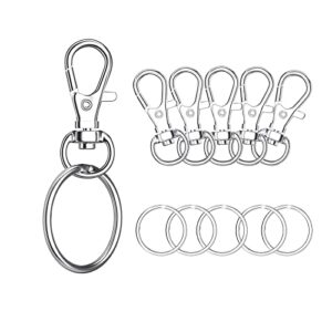 20pcs keychain clips for diy crafts, swivel snap hooks with key rings, lobster claw clasp for key ring clip lanyard, jewelry making,christmas decoration,gift