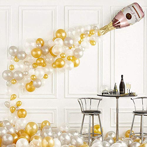 HORUIUS Champagne Bottle Balloons Champagne Glass Balloon Mylar Foil Balloons Birthday Engagement Bachelorette Party Bridal Shower Wedding Celebration Anniversary Decorations 4PCS