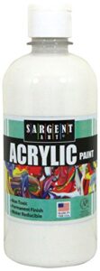 sargent art 16 ounce white acrylic paint, non-fading, rich vivid pigments, brilliant matte finish, fast dry formula, non-toxic