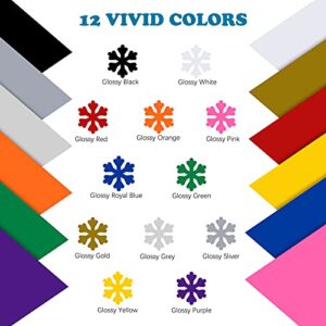 HTVRONT Permanent Vinyl for Cricut-12 Pack 12 Inch by 5 Feet Permanent Vinyl Rolls, Adhesive Vinyl for Cricut，Silhouette, Cameo Cutters, Signs, Scrapbooking, Craft, Die Cutters