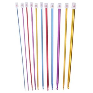 zuoyou crochet hooks 11 pack diverse size assorted color tunisian afghan aluminum knitting needles set (2mm to 8mm)