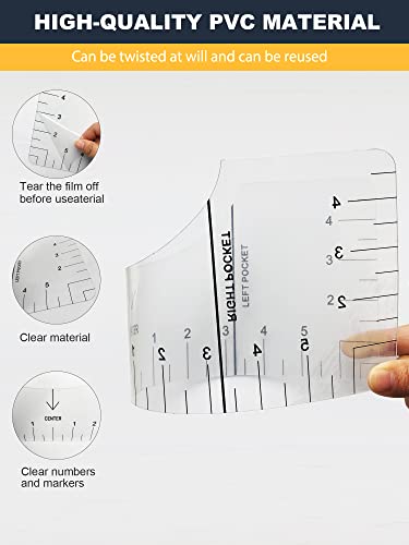 9 Pcs Tshirt Ruler Guide for Vinyl Alignment and Sublimation Blanks,Craft Sewing Supplies Accessories Tools for Heat Press HTV Heat Transfer Vinyl (Transparent)