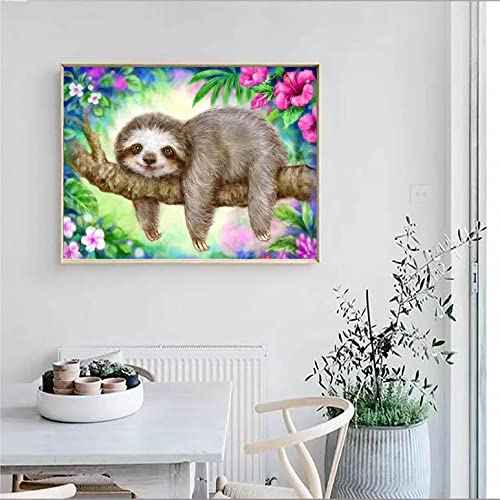 Diamond Painting Kits for Adults,5D Sloth Diamond Art Kit,Diamond Painting Kit Full Drill Round for Gift,Wall Decor,Relaxing(12x16)