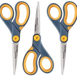 Westcott 8" Titanium-Bonded Non-Stick Scissors For Office & Home, Gray/Yellow, 3 Pack (15454)