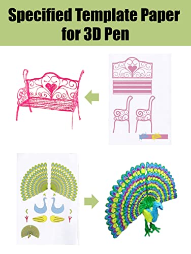 3D Printing Drawing Book, Reusable Colorful 40 Patterns Thick Paper Template with a Clear Plate, Painting Graffiti Template for 3D Pen Kids DIY Gift