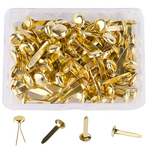 100 PCS Mini Brads, Brass Fasteners 20 x 8mm, Brass Metal Paper Fasteners for Craft & Scrapbooking Brad DIY