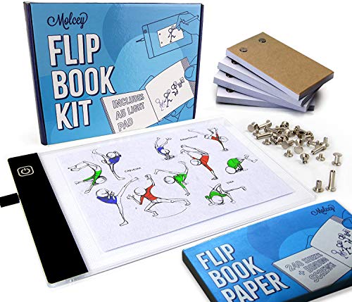 Flip Book Kit - LED Lightbox for Drawing and Tracing & 240 Sheets Animation Paper for Flip Books A5 Flipbook Kit: Led Light Box/Light Tablet for Tracing Flip Book Paper with Screws Flipbook Light Pad