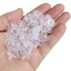 Silicone Earring Backs,Clear Rubber Earring Backs,Earring Safety Back Stopper Clutch Ear Locking with Pad (Pack of 100)