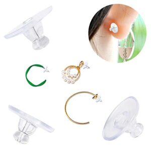 Silicone Earring Backs,Clear Rubber Earring Backs,Earring Safety Back Stopper Clutch Ear Locking with Pad (Pack of 100)