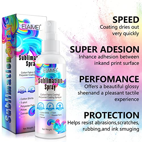 2x100ml Sublimation Spray, Sublimation Coating Spray for All Fabric, Including 100% Cotton, Polyester, Carton, Tote Bag, Pillows, Mugs, Canvas, Quick Dry & Super Adhesion, High Gloss Vibrant Color