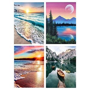 paint by numbers for adults – diy adult paint by number kits pack on canvas sunset beach painting by numbers for beginners,acrylic paint boat on mountains lake crafts for home decor (11.8×15.8inch)