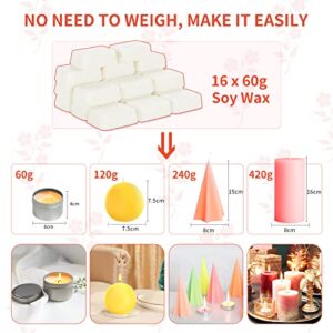 Candle Making Kit for Adults, Candle Making Supplies, Soy Wax Candle Making Kit for Making Soy Candle,Soy Wax for Candle Making,Candle Soy Wax Kit Including Candle Wax Dyes,Candle Wicks,Wick Stickers