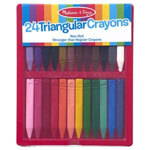 melissa & doug triangular crayons – 24-pack in flip-top case, non-roll