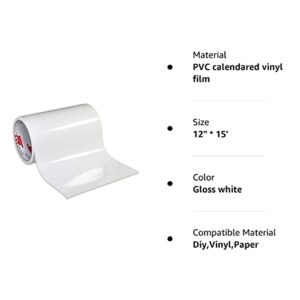 ORACAL 651 White Permanent Vinyl - 12" x 15 Feet Roll Glossy