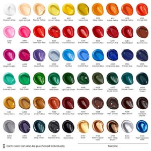 ARTEZA Acrylic Paint, Set of 60 Colors, 0.74 oz/22 ml Tubes, includes 5 Metallic Colors, Rich Pigments, Non-Fading, Non-Toxic Paints for Artist & Hobby Painters, Art Supplies for Painting