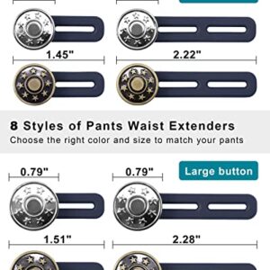 Pants Button Extender Shirt Collar Extenders: 8 Pcs Jeans Waist Silicone Extender Button for Mens and Women - 6 Pcs Neck Button Extender Collar Extenders for Mens Dress Shirts