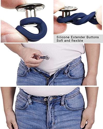 Pants Button Extender Shirt Collar Extenders: 8 Pcs Jeans Waist Silicone Extender Button for Mens and Women - 6 Pcs Neck Button Extender Collar Extenders for Mens Dress Shirts