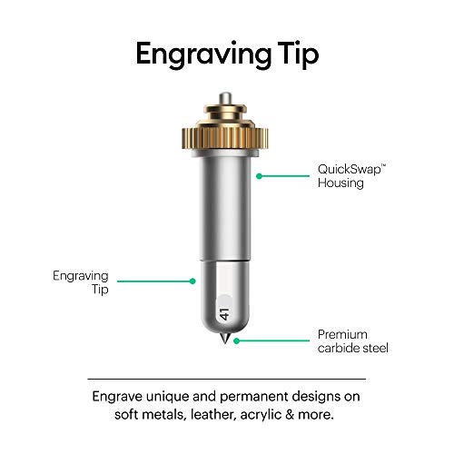 Cricut Engraving Tip + QuickSwap Housing, Premium Carbide Steel Engraving Tip, Inscribes Lasting Design on Glass, Metal & More, Compatible with Cricut Maker Cutting Machine, Silver