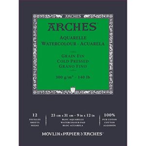 arches a1795092 bloc enc 23×31 12h aquarelle 100% fine 300g blanc nat, white natural