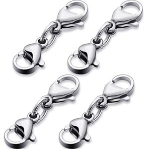 double lobster clasp extender double claw connector bracelet extension clasp small bracelet extender necklace shortener clasp for diy jewelry making 0.98 inch(silver,0.98 inch)