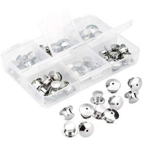 subang 40 pieces metal pin backs locking pin keepers locking clasp with storage case