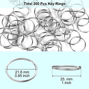 200PCS Key Rings, Split Bulk Keyrings for Keychain and Crafts (25mm)