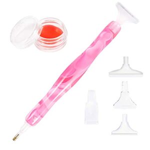 rovyfota diamond painting pen, handmade resin diamond painting pens with glue clay and various tips, more comfortable and faster, 5d diamond painting tools for diamond paintings hobby (pink)