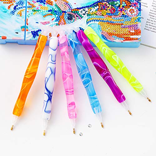 RovyFota Diamond Painting Pen, Handmade Resin Diamond Painting Pens with Glue Clay and Various Tips, More Comfortable and Faster, 5D Diamond Painting Tools for Diamond Paintings Hobby (Pink)