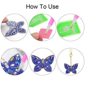 10Pack Diamond Painting Keychain DIY Diamond Painting Kits for Kids and Adult Beginners -Love Heart, Butterfly Christmas Valentine's Day Mother's Day Gift