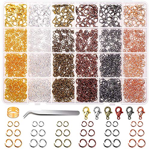 Jump Rings for Jewelry Making, Cridoz 2340Pcs Open Jump Rings and Lobster Clasps Jewelry Making Supplies Kit for Necklace and Jewelry Repair