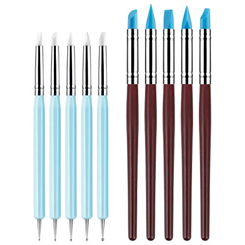 10Pcs Silicone Clay Sculpting Tool, Modeling Dotting Tool& Pottery Craft use for DIY Handicraft