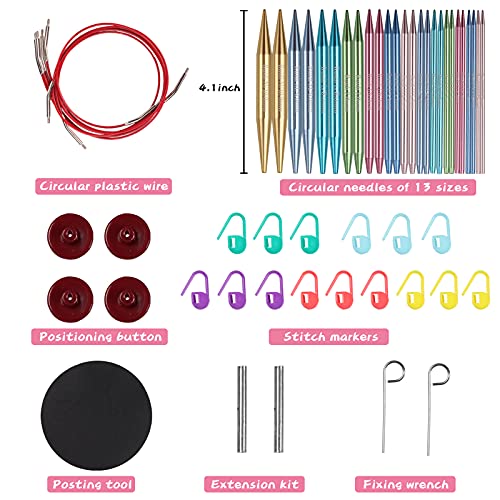 Ruidi 13 Pairs of Interchangeable Circular Knitting Needles Set