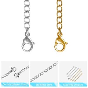 Necklace Extender, 10 PCS Chain Extenders for Necklaces, Premium Stainless Steel Jewelry Bracelet Anklet Necklace Extenders (5 Gold, 5 Silver), Length: 2" 3" 4" 5" 6", by UUBAAR