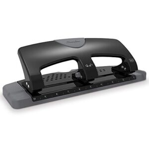 swingline 3 hole punch, desktop hole puncher 3 ring, smarttouch metal paper punch, home office supplies, portable desk accessories, 20 sheet punch capacity, low force, black/gray (74133)